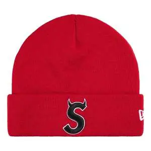 Supreme X New Era Devil S Logo Beanie - Red