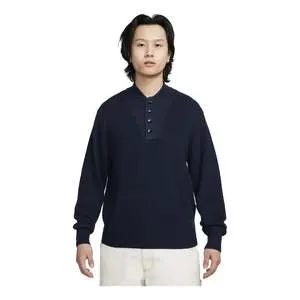 Nike Life Long Sleeve Military Henley Sweater - Obsidian