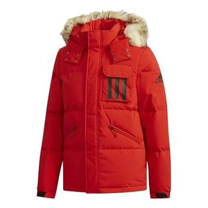 Adidas Down Puffa 3str Hooded Jacket - Light Red