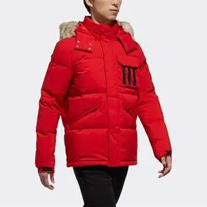 Adidas Down Puffa 3str Hooded Jacket - Light Red