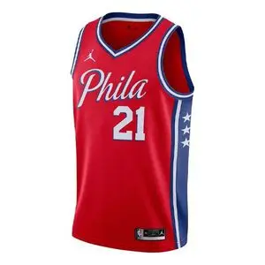 JORDAN X Nba Philadelphia 76ers Joel Embiid #21 Jersey - Red/multi-color
