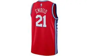 JORDAN X Nba Philadelphia 76ers Joel Embiid #21 Jersey - Red/multi-color