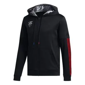Adidas Hooded Zipper Sports Jacket - Black