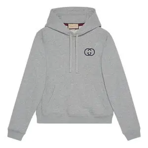 Gucci Gucci Cotton Jersey Hooded Sweatshirt With Logo Detail Grey