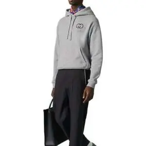 Gucci Cotton Jersey Hooded Sweatshirt With Logo Detail - Grey