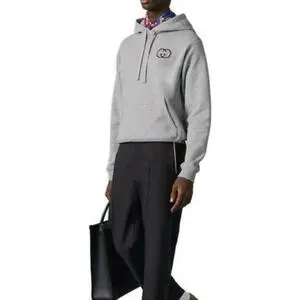 Gucci Cotton Jersey Hooded Sweatshirt With Logo Detail - Grey