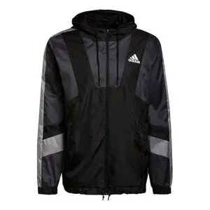 Adidas Logo Print Drawstring Hooded Zipper Sports Jacket - Default Colorway
