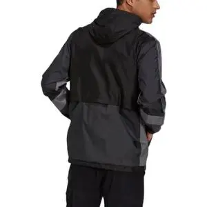 Adidas Logo Print Drawstring Hooded Zipper Sports Jacket