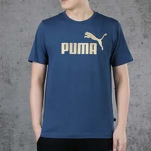 PUMA Logo Printed Short Sleeve Tee - Blue