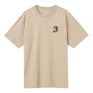 Nike Cartoon Pattern Printing Casual Round Neck Short Sleeve Beige T-shirt - Default Color