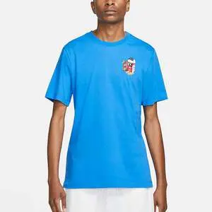 Nike Shoe Printing Sports Round Neck Short Sleeve - Blue