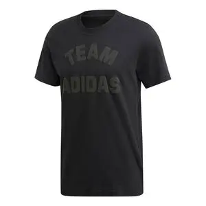 Adidas V Alphabet Printing Casual Sports Round Neck Short Sleeve - Black
