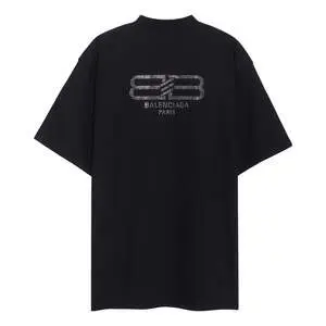 Balenciaga Bb Paris Strass T-shirt - Black