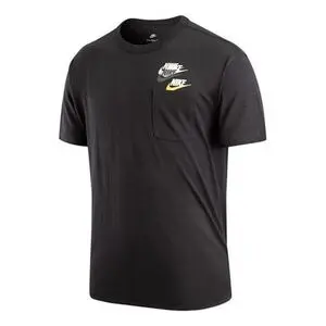 Nike As Nsw Tee Prem Pocket Casual Breathable Round Neck Logo Solid Color Short Sleeve Black T-shirt - Multi-color