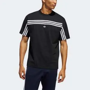 Adidas Originals 3-stripe Tee Stripe Logo Embroidered Short Sleeve - Black