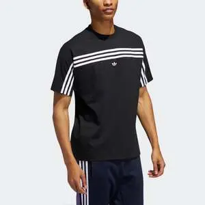 Adidas Originals 3-stripe Tee Stripe Logo Embroidered Short Sleeve - Black
