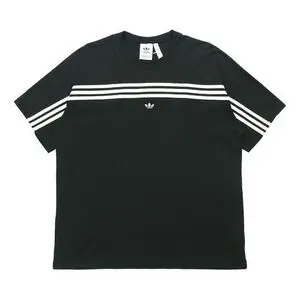 Adidas Originals 3-stripe Tee Stripe Logo Embroidered Short Sleeve - Black
