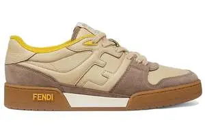 Fendi Low Top Suede Sneakers - Beige/yellow