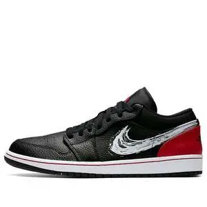 JORDAN 1 Low 'brushstroke Swoosh - Black
