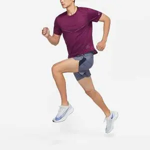 Nike Short Sleeve Running T-shirt - Wine Red