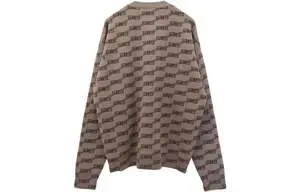Balenciaga Bb Allover Crewneck Knit Sweater - Beige