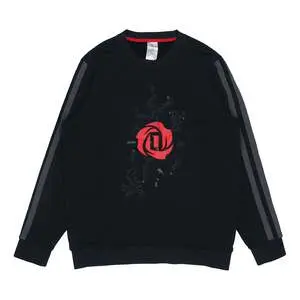 Adidas Crewneck Pullover With Rose Graphic - Black