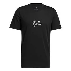 Adidas Alphabet Printing Sports Round Neck Short Sleeve Black T-shirt - Multi-color