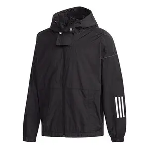 Adidas Sporty Hooded Jacket With Logo Detail - Black
