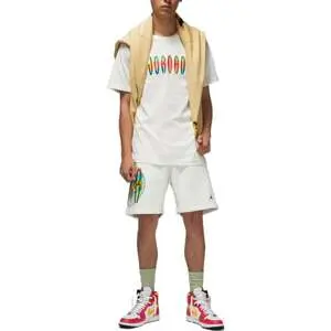 JORDAN Solid Color Round Neck Pullover Brand Short Sleeve T-shirt White