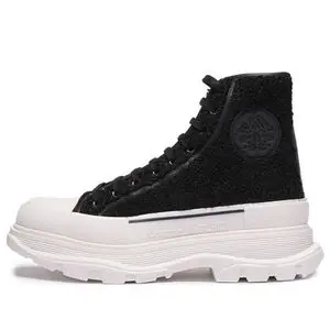 Alexander McQueen Tread Slick High Top Lace Up Boots - Black/beige
