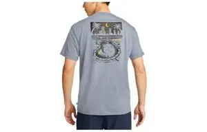 Nike Back Cartoon Printing Round Neck Casual Short Sleeve Blue - Multi-color