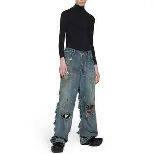 Balenciaga Super Destroyed Baggy Jeans - Light Blue