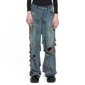 Balenciaga Super Destroyed Baggy Jeans - Light Blue