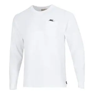 Nike Solid Color Alphabet Logo Athleisure Casual Sports Round Neck Long Sleeves Autumn White T-shirt - Default Color