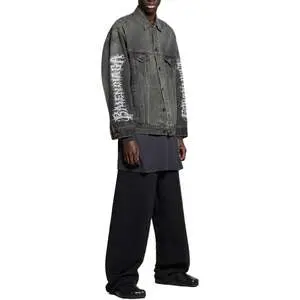 Balenciaga Metal Large Fit Denim Jacket - Black