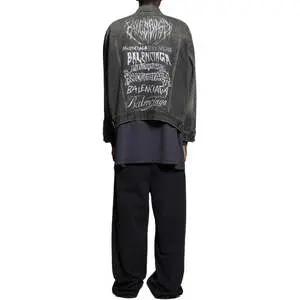 Balenciaga Metal Large Fit Denim Jacket - Black