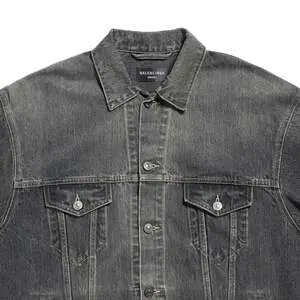 Balenciaga Metal Large Fit Denim Jacket - Black