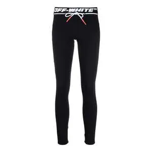 Off-White Leggings With Logo Waistband - Black
