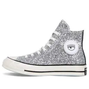 CONVERSE X Chiara Ferragni Chuck 70 Silver Glitter High Top Sneakers - Black