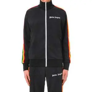 Palm Angels Track Jacket With Rainbow Stripes - Black