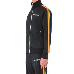 Palm Angels Track Jacket With Rainbow Stripes - Black