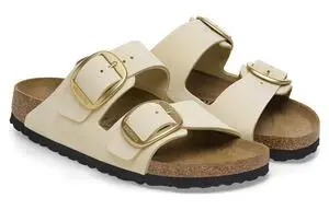 BIRKENSTOCK Arizona Big Buckle Nubuk Leather Sandals - Beige