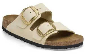 BIRKENSTOCK Arizona Big Buckle Nubuk Leather Sandals - Beige