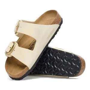 BIRKENSTOCK Arizona Big Buckle Nubuk Leather Sandals - Beige