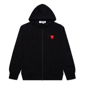 Play Comme Des Garcon Double-heart Zip-up Hoodie - Black
