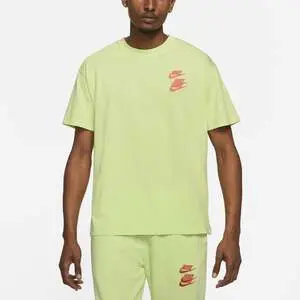 Nike Back Printing Embroidered Logo Sports Round Neck Short Sleeve - Green