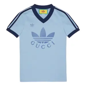 Gucci X Adidas V-neck T-shirt - Light Blue