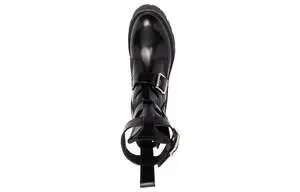Alexander McQueen Flat Rubber Boots With Buckle Detailing - Black