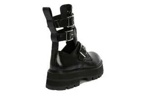 Alexander McQueen Flat Rubber Boots With Buckle Detailing - Black