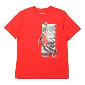 JORDAN Flying Basketball Sports Short Sleeve T-shirt - Red